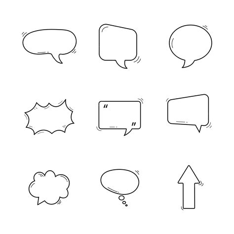 Premium Vector Set Of Speak Bubble Text Chatting Box Message Box Outline Cartoon Vector