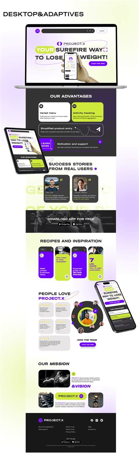 WEBSITE FOR CALORIE CALCULATOR FITNESS APP Behance