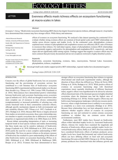 Pdf Evenness Effects Mask Richness Effects On Ecosystem Dokumentips