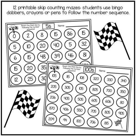 Skip Counting By 2 5 10 And 100 Bingo Dabber Mazes Printables