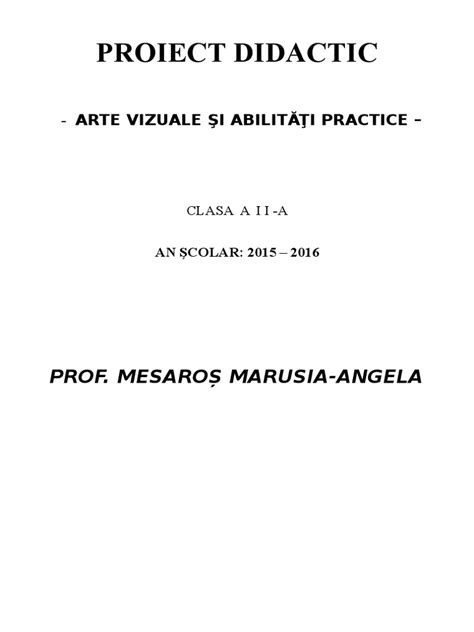 Pdf Proiect Didactic Avap Cls2 Dokumen Tips