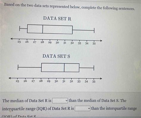 based on the two data sets represented below complete the following
