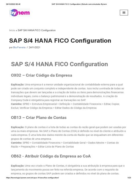 Configuração Sap S 4 Hana Fico Configuration Pdf Economias