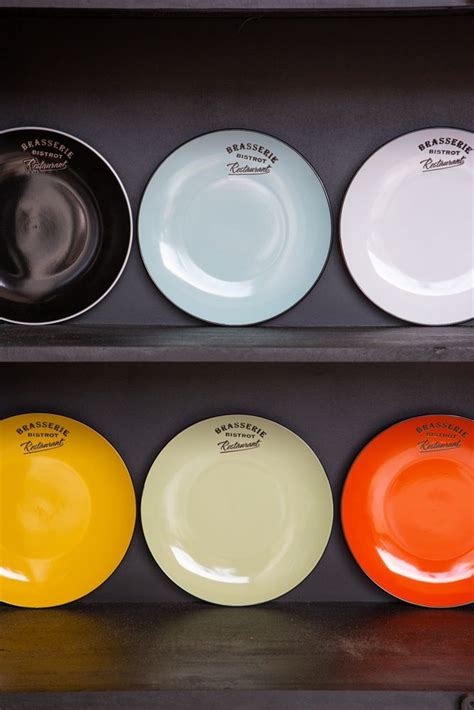 Set Of 6 Assorted Brasserie Dinner Plates Colorful Tableware Set