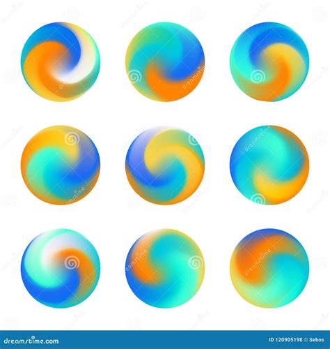 Abstract Fluid Gradient Set With Round Backgrounds Vector Trendy