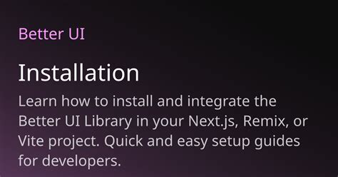 Installation Better Ui