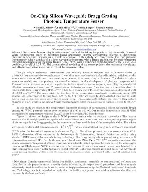 Pdf On Chip Silicon Waveguide Bragg Grating Photonic · On Chip