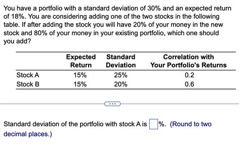 Solved You Have A Portfolio With A Standard Deviation Of 30 Chegg Com