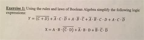 Solved Exercise 1 Using The Rules And Laws Of Boolean