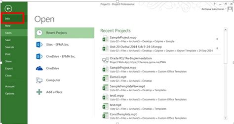 Adding A New Project Web App Account In Microsoft Project Pro Project