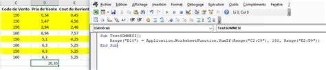 Vba Fonctions Sommesi Et Sommesiens Automate Excel