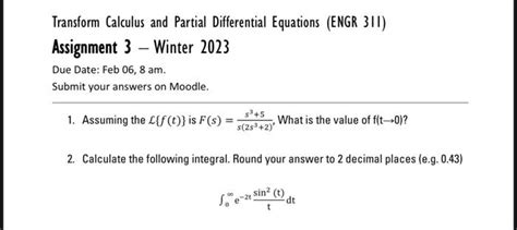Solved Transform Calculus And Partial Differential Equations Chegg