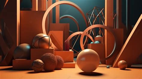 Geometric Shapes In An Abstract Scene 3d Rendering Background Product Showcase Product Show