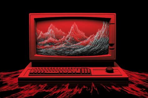 Premium AI Image Illustration Of Red Computer Screen In The Style Of Copies And Emula