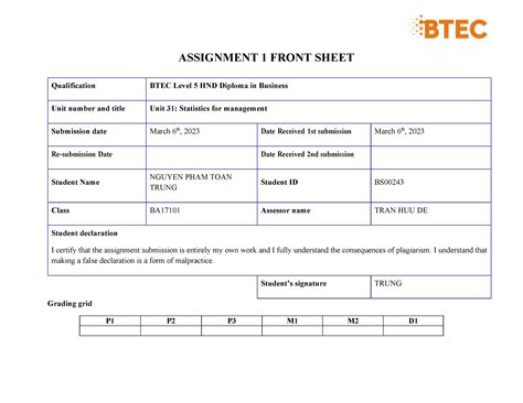 asm1 sm nguyen pham toan trung assignment 1 front sheet qualification
