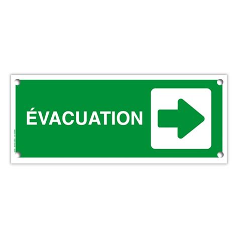 Pictogramme 25x10 Cm En Pvc Evacuation Avec Flèche à Droite