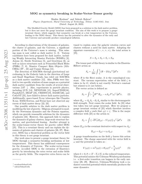 Pdf Mog As Symmetry Breaking In Scalar Vector Tensor Gravity