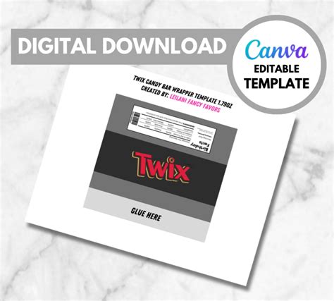 Blank Twix Bar Label Chocolate Bar Wrapper Template With Logo Digita Leilani Fancy Favors