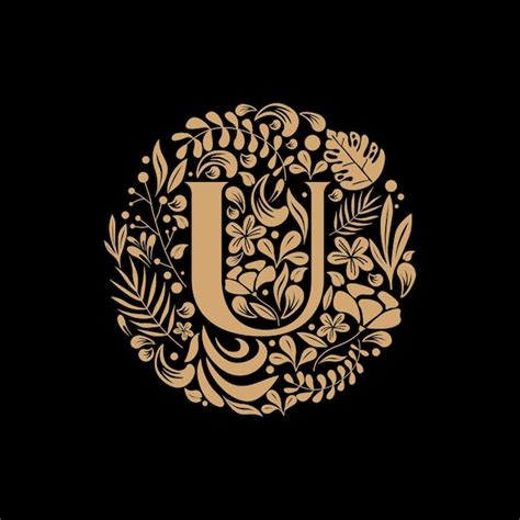 Premium Vector Elegant Luxury Letter U Circle Floral Flowers