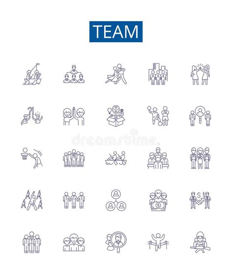 Team Line Icons Signs Set Design Collection Of Squad Crew Group Unit Alliance Faction