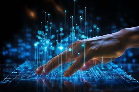 Premium Photo Man Hand Touching Virtual Cloud Computing For Download Upload Data Information