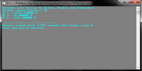 Program Konversi Satuan Suhu Dari Celcius Ke Kelvin Reamur Dan Fahrenheit Operator C C