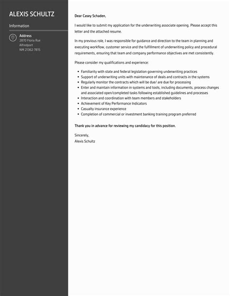 Underwriting Associate Cover Letter Velvet Jobs