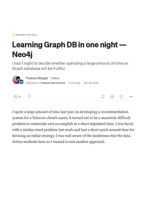 Learning Graph Db In One Night — Neo4j By Prashant Mudgal Towards