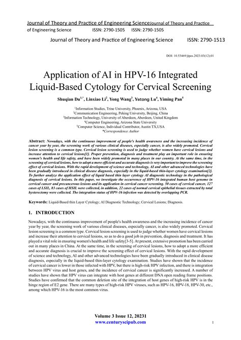 Pdf Application Of Ai In Hpv 16 Integrated Liquid Based Cytology For
