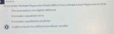 Solved 1st Order Multiple Regression Model Differs From A