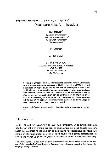 pdf disclosure risks for microdata