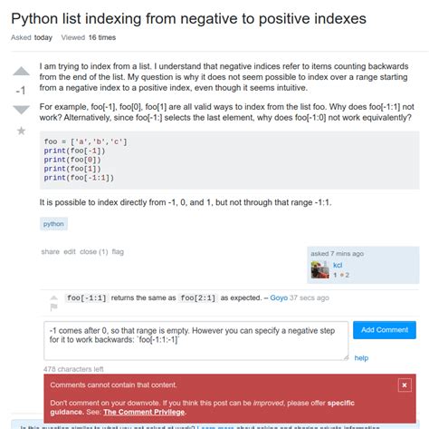 Make 1 And 1 Comment Blocks A Warning Instead Meta Stack Overflow