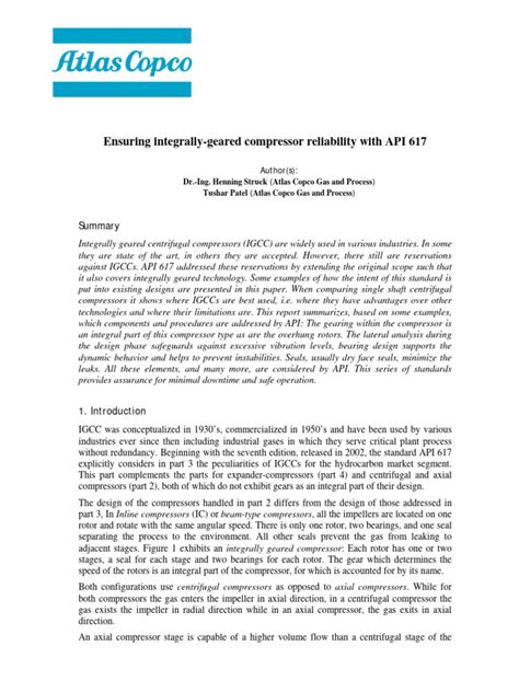 Ensuring Integrally Geared Compressor Reliability Api 617 Pdf Resonance Electric Motor
