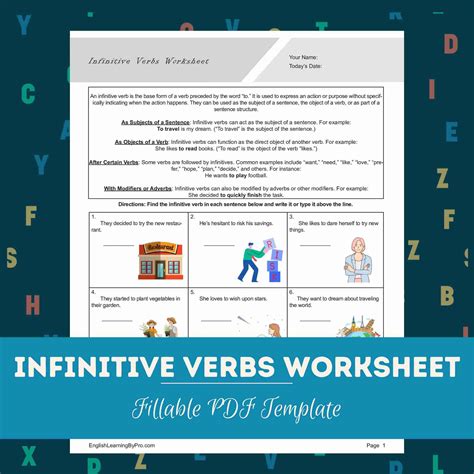Infinitive Verbs Worksheet Editable Fillable Printable Pdf