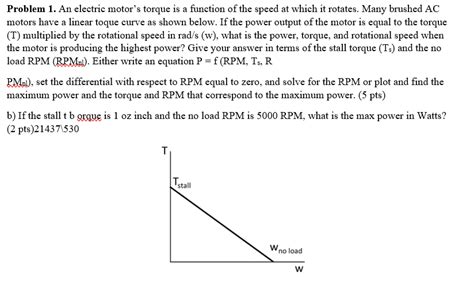 Solved Problem An Electric Motor S Torque Is A Function Chegg