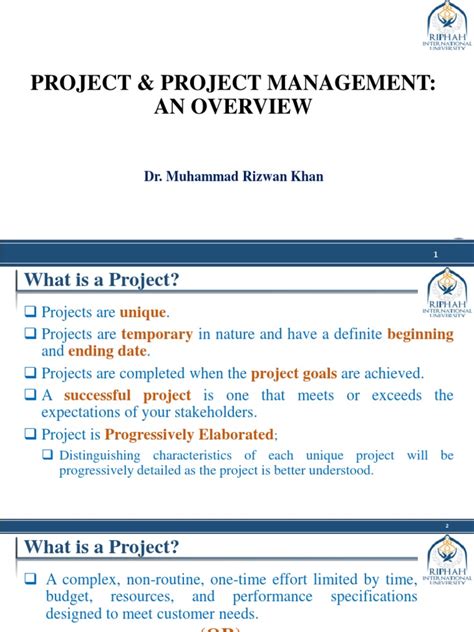 Class 1 Project Management An Overview Pdf Project Management Goal Class 1 Project Management An Overview Pdf Project Management Goal