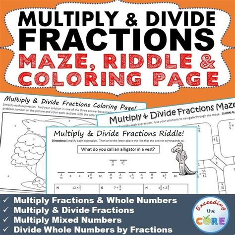 Multiply And Divide Fractions Maze Riddle Color By Number Coloring Page