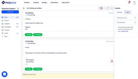 Asana Shared Inbox Integration Helpwise Product Updates