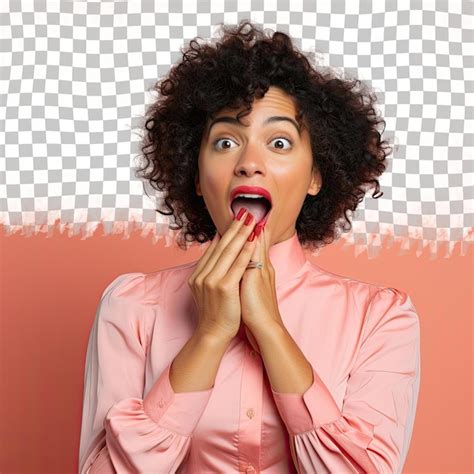 Premium Psd A Defensive Adult Woman With Kinky Hair From The Hispanic