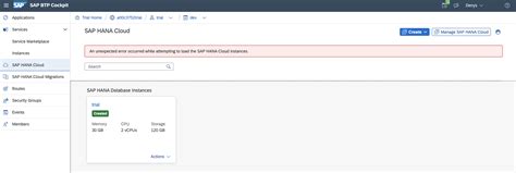 Hana Cloud Instance Btp Cockpit Trial Account Sap Community