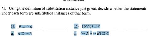 Solved Using The Definition Of Substitution Instance Just