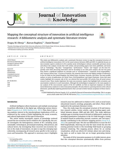 (PDF) Mapping the conceptual structure of innovation in artificial intelligence research: A ...