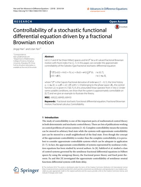 Pdf Controllability Of A Stochastic Functional Differential Equation Driven By A Fractional