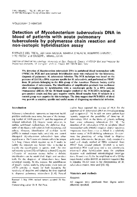 Pdf Detection Of Mycobacterium Tuberculosis Dna In Sarcoidosis Samples Using Real Time