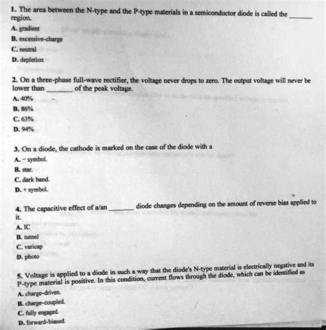 SOLVED The Area Between The N Type And The P Type Materials In A Semiconductor Diode Is Called