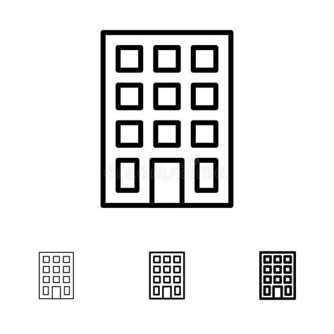 Building Buildings Construction Bold And Thin Black Line Icon Set