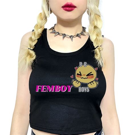 Heißer Sissy Männer Ernte Tops Spaß Flirten Cartoon Print Femboy Y2k
