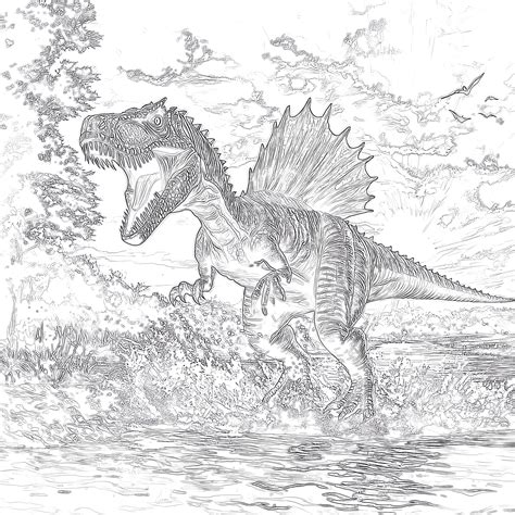 Dessins De Spinosaurus Du Parc Jurassique Fond De Dinosaure Spinosaure
