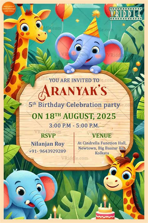 Colorful Jungle Themed Birthday Bash Invitation Seemymarriage