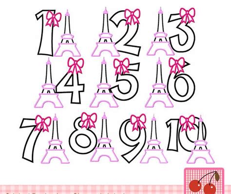 Números De La Torre Eiffel Cumpleaños Chica Máquina Bordado Etsy México